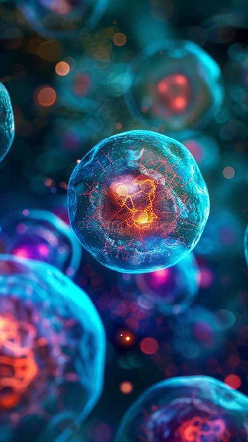 Vibrant Portrayal of a Single Cell Glowing Amidst Others, Showcasing ...