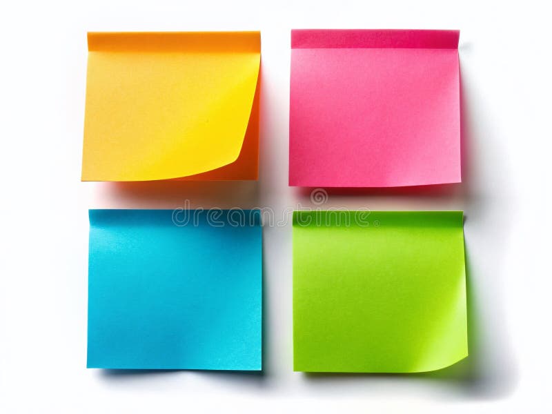 Vibrant Postit Notes a Panoramic View of Blank Curled Corners for ...