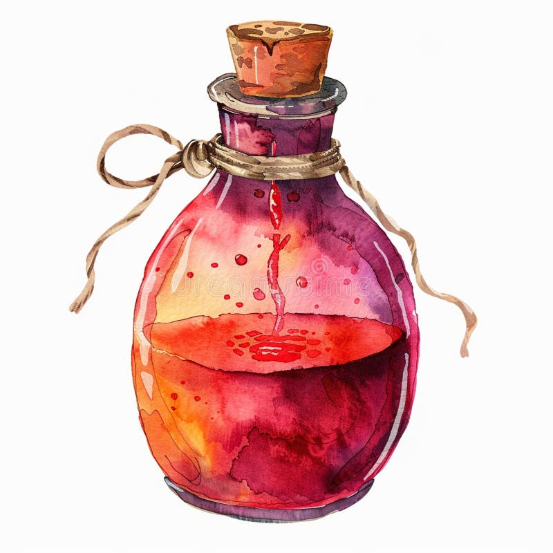 A Vibrant Potion Bottle with Cork, Filled with Red Liquid, Evokes ...