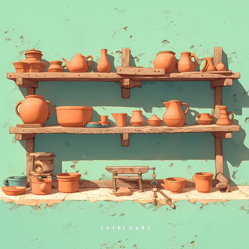 Vibrant Pottery Studio, Craft Artisans Haven Stock Illustration ... Vibrant Pottery Studio, Craft Artisans Haven Stock Illustration ...
