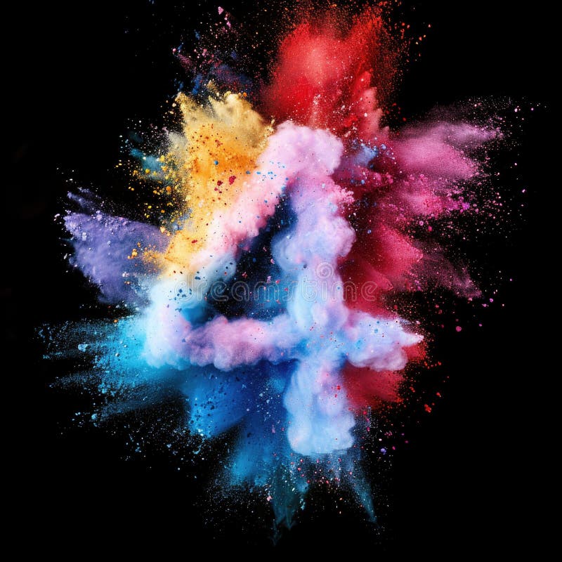 A Vibrant Powder Explosion Against a Dark Backdrop Stock Illustration ...