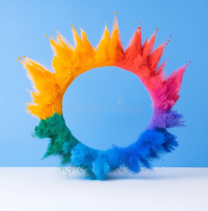 Vibrant Powder Paint Circular Frames for the Holi Festival Stock Photo ...