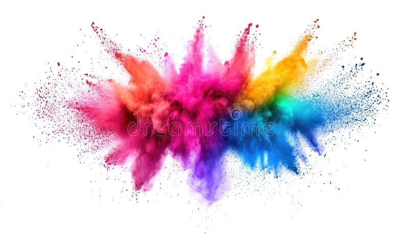 Colorful Burst of Powder Explosion Isolated on White Background Stock ...