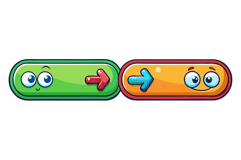 Vibrant Previous and Next Buttons Featuring Cute Character Icons, Ideal ...