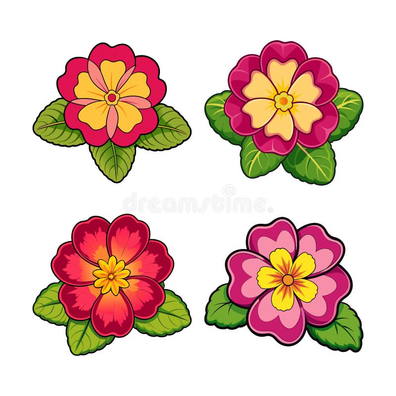 Vibrant Primrose Flower Bright Design Stock Vector - Illustration of ...