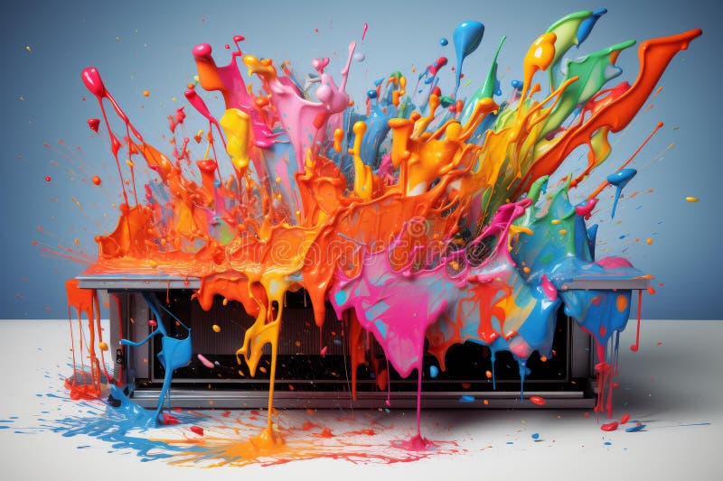Vibrant Printer Color Splashes Element. Generate Ai Stock Photo - Image ...