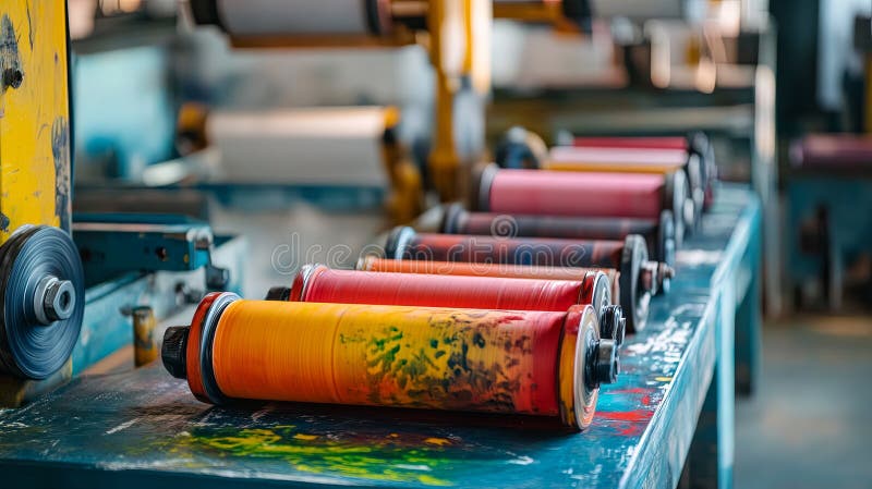 A Vibrant Printmaking Studio with Inks, Rollers, and Paper Ready for ...