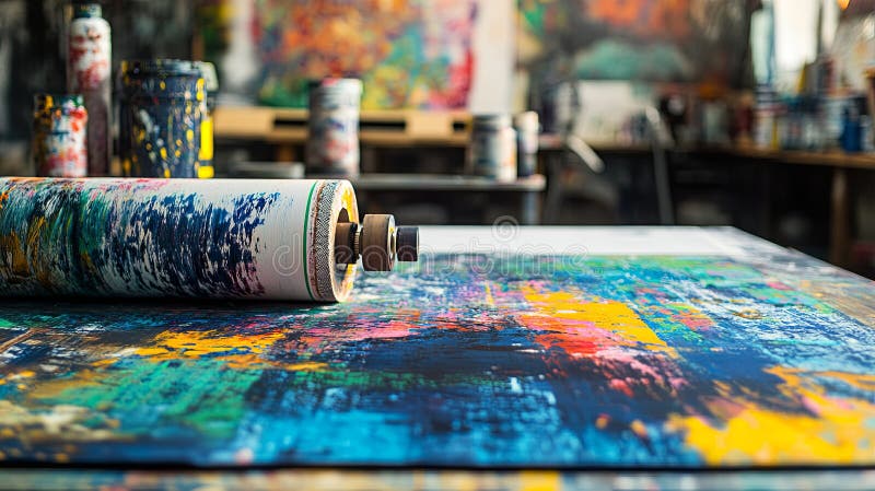 A Vibrant Printmaking Studio with Inks, Rollers, and Paper Ready for ...