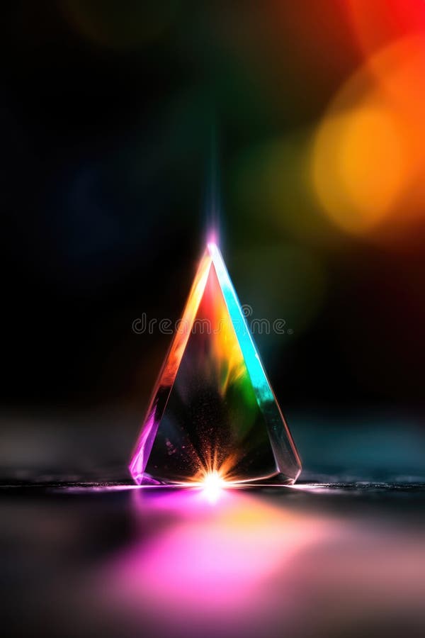 Vibrant Prism with Rainbow Light Reflections on Dark Background Stock ...