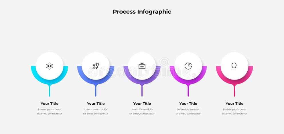 A Vibrant Process Infographic Featuring Five Sequential Steps with ...