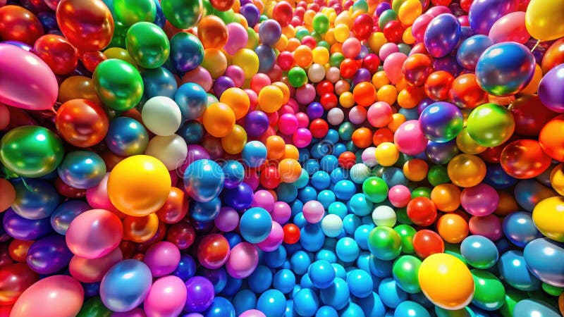 A Vibrant Profusion of Colorful Balloons, a Dazzling Array of Glossy ...