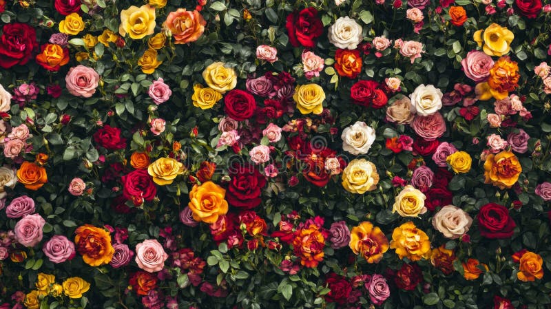 A Vibrant Profusion of Multicolored Roses Creates a Stunning Floral ...
