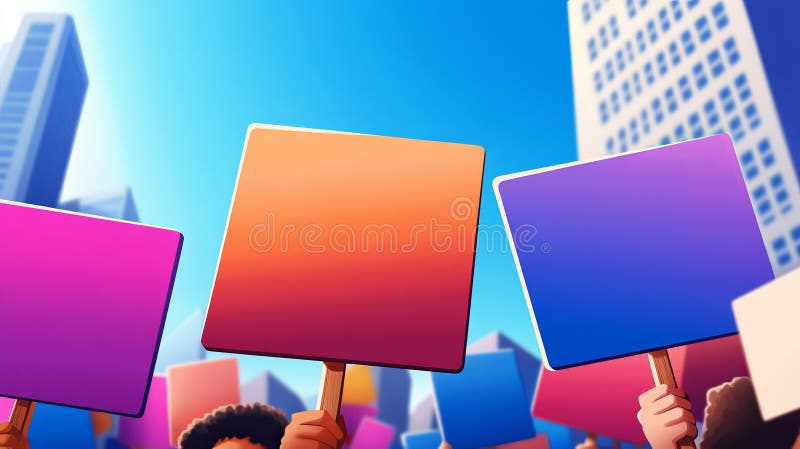 A Vibrant Protest Features a Diverse Group Holding Signs for Tolerance ...