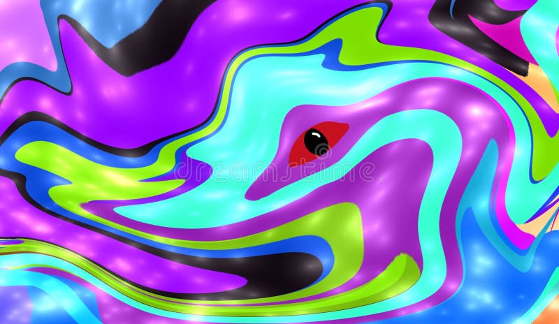 Vibrant Psychedelic Abstract with Serpentine Eye Stock Illustration ...
