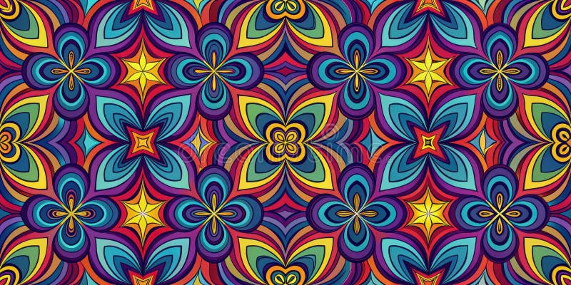 Vibrant Psychedelic Floral Pattern with Intricate Layered Designs and ...