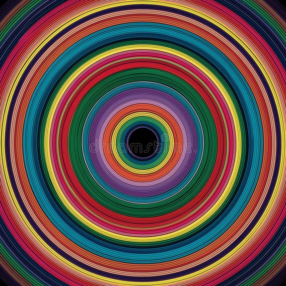 Psychedelic Abstract Pattern with Concentric Circles and Optical ...