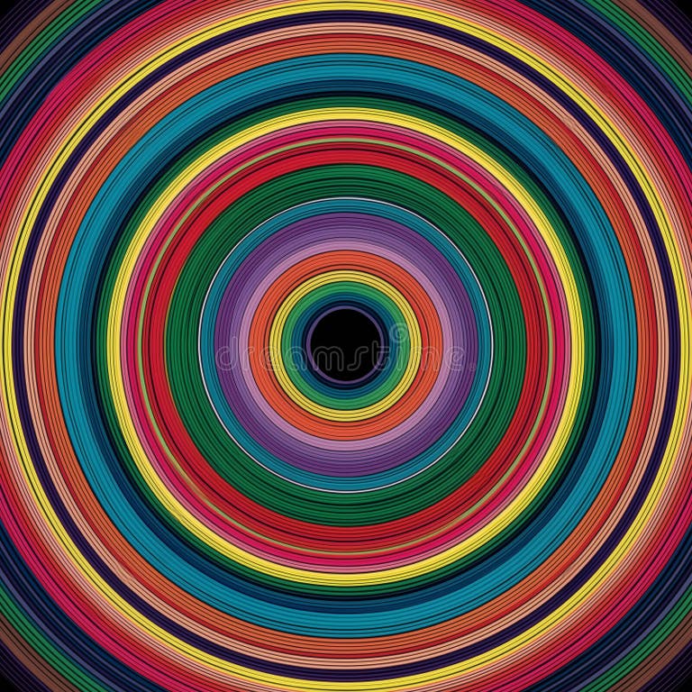 Psychedelic Abstract Pattern with Concentric Circles and Optical ...