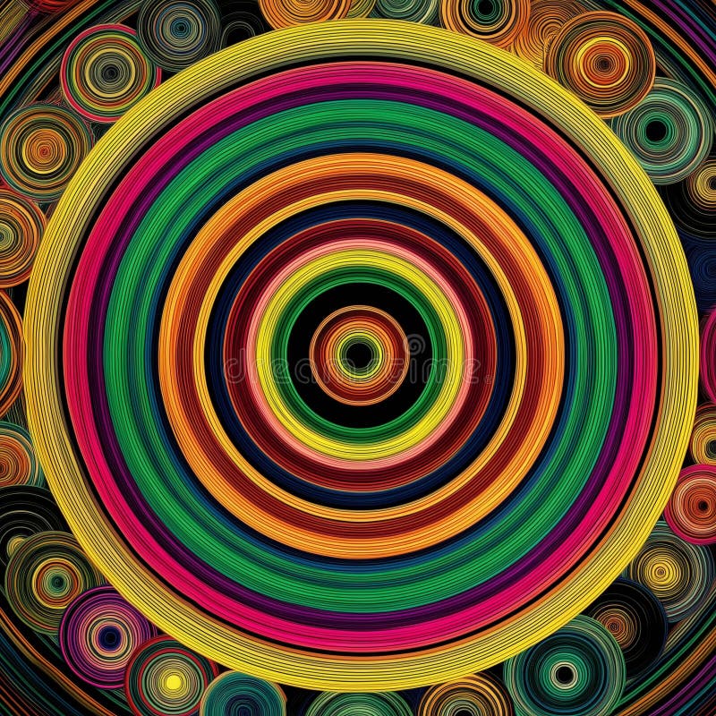 Psychedelic Abstract Pattern with Concentric Circles and Optical ...