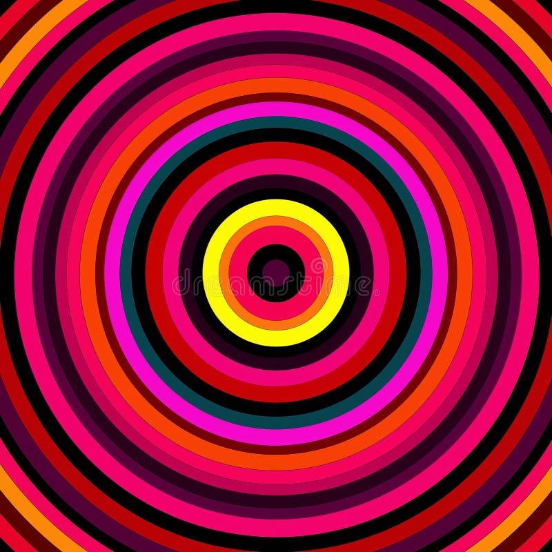 Psychedelic Abstract Pattern with Concentric Circles and Optical ...
