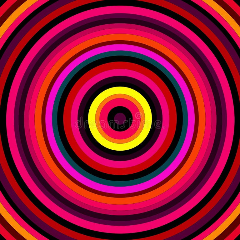 Psychedelic Abstract Pattern with Concentric Circles and Optical ...