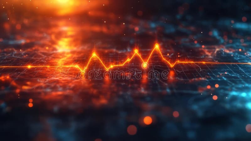 Vibrant Pulse Line Showcasing Energy in a Digital World with Glowing ...