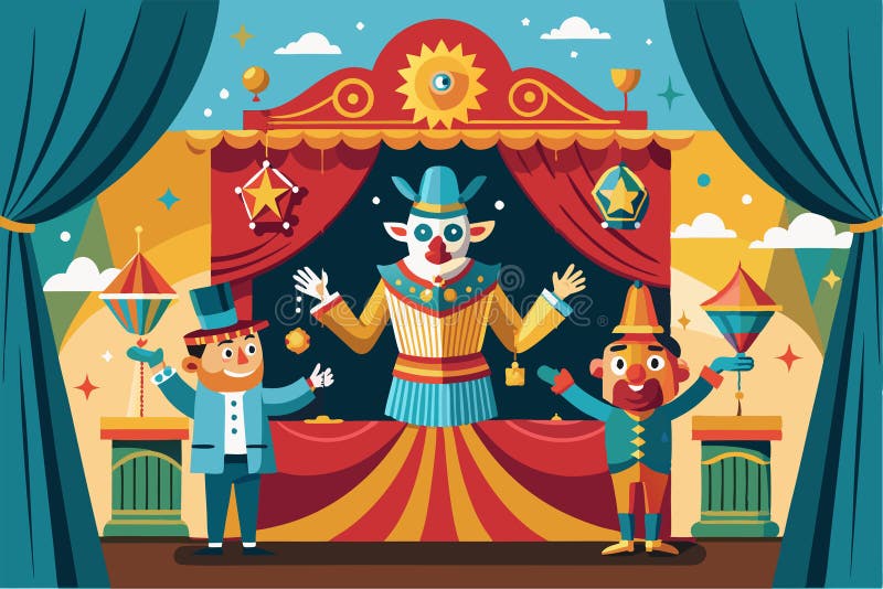 A Vibrant Puppet Show Display Showcases Lively Characters on Stage ...