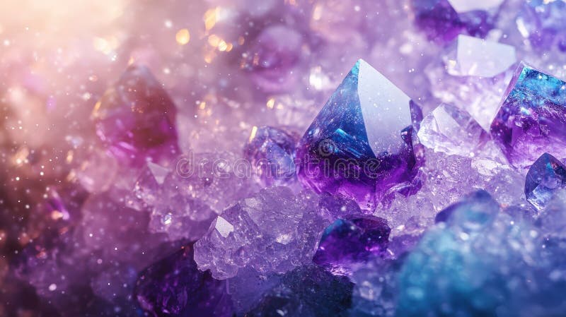 Vibrant Purple Blue Crystals Sparkling Light Magical Glow Stock Photos ...