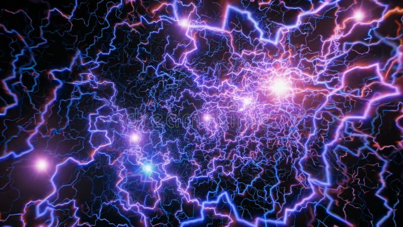 Dynamic Electrical Network Branching in Vibrant Purple and Blue ...