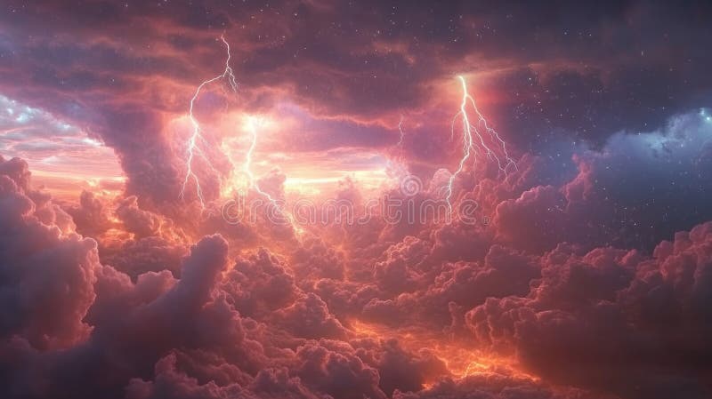 Vibrant Purple and Blue Lightning Illuminate a Cosmic Nebula Stock ...