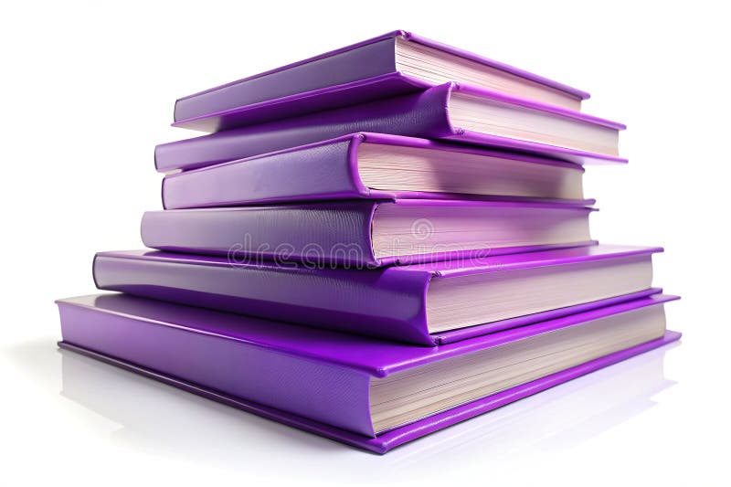 Vibrant Purple Book Stack Under Striking Lighting a Professional Image Showcase of Sharp Detail ...