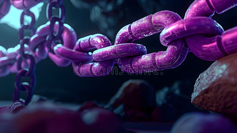 Vibrant Purple Chain with Digital Patterns Stock Illustration ...