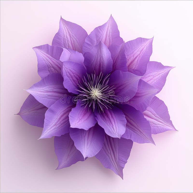 Vibrant Purple Clematis Flower with Layered Petals Stock Illustration ...