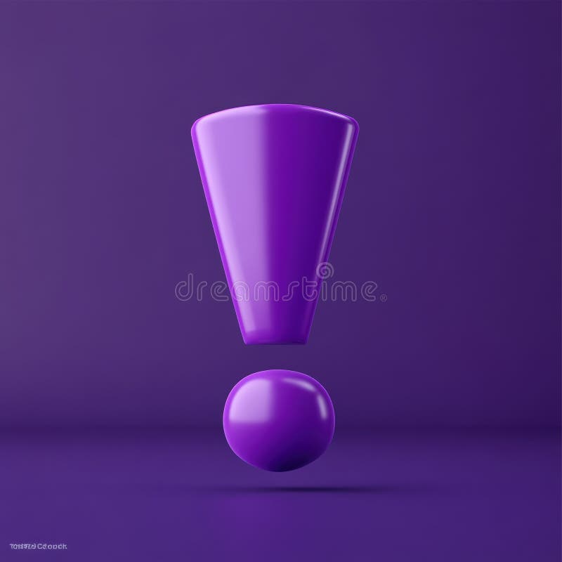 Vibrant Purple Exclamation Mark and Sphere Against Simple Purple ...