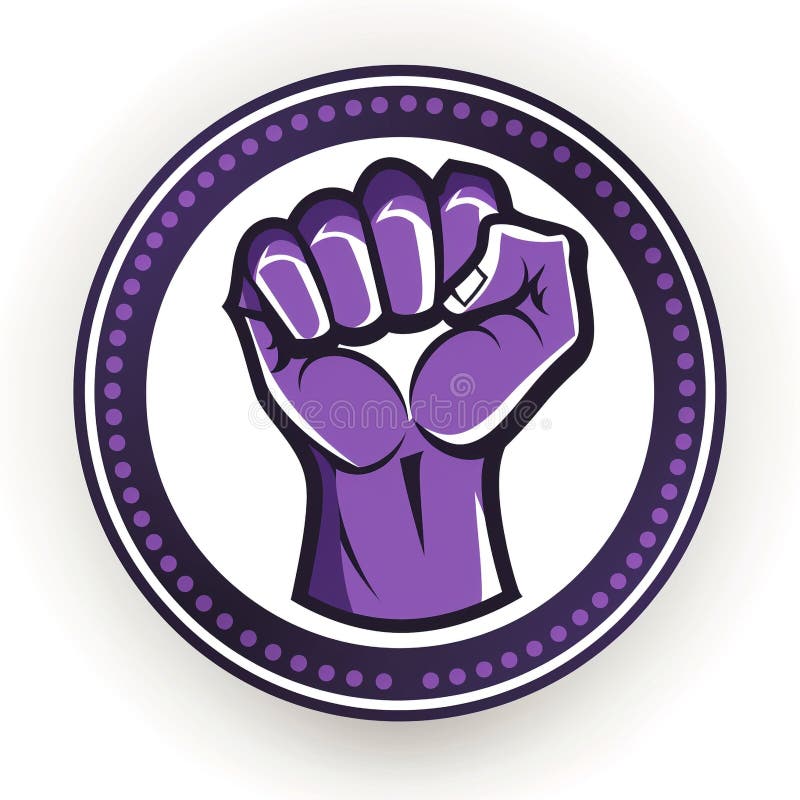 Powerful Purple Fist Symbol in a Circular Design Stock Illustration ...