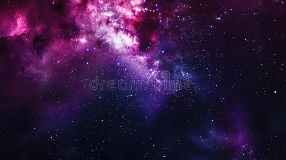 Vibrant Purple Galactic Clouds in a Starry Night Sky Stock Illustration ...