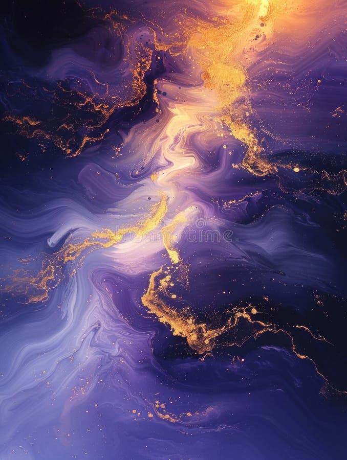 Vibrant Purple and Gold Paint Splash and Texture Generative AI Stock ...