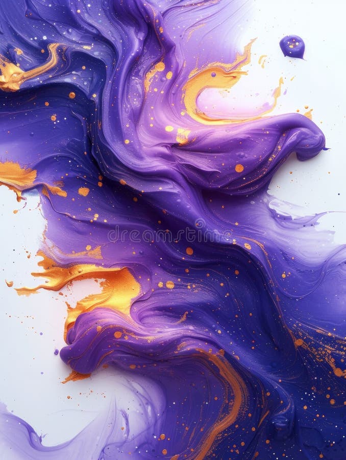 Vibrant Purple and Gold Paint Splash and Texture Generative AI Stock ...