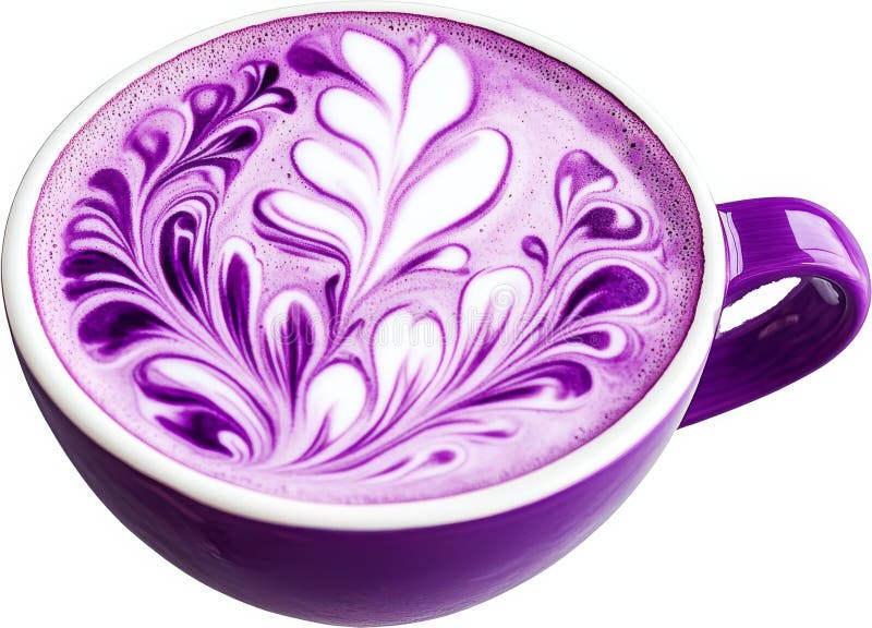 Vibrant Purple Latte Art in a Ceramic Cup, Creative Beverage Design ...