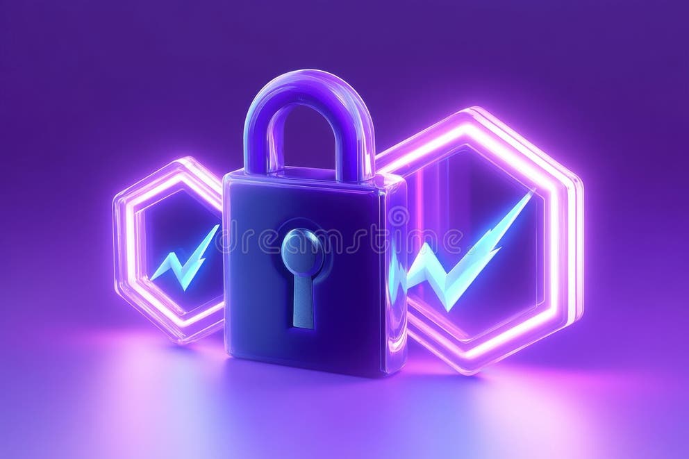Purple Lock with Digital Graphics for Online Security Concept Stock ...