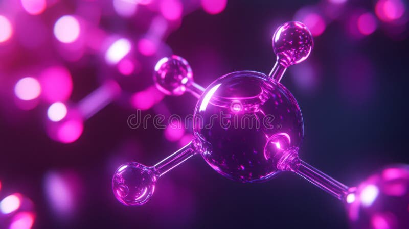 A Vibrant Purple Molecular Structure Illuminated Stock Photo - Image of ...