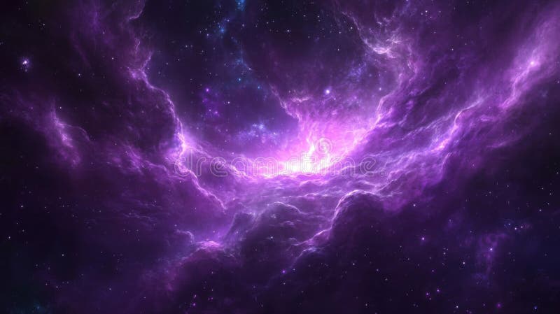 Vibrant Purple Nebula in Deep Space Stock Illustration - Illustration ...