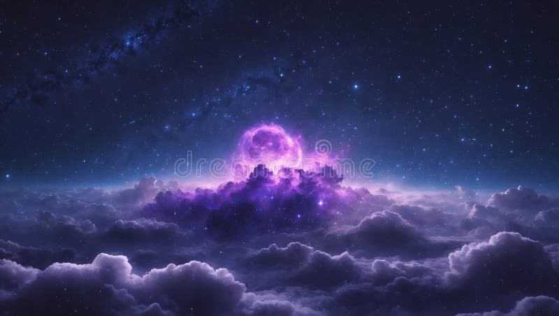 Vibrant Purple Nebula and Starry Night Sky in Outer Space Stock Photo ...