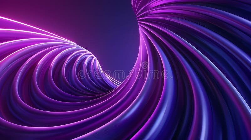 Vibrant Purple Neon Lines Form a Smooth, Glowing Abstract Pattern with ...