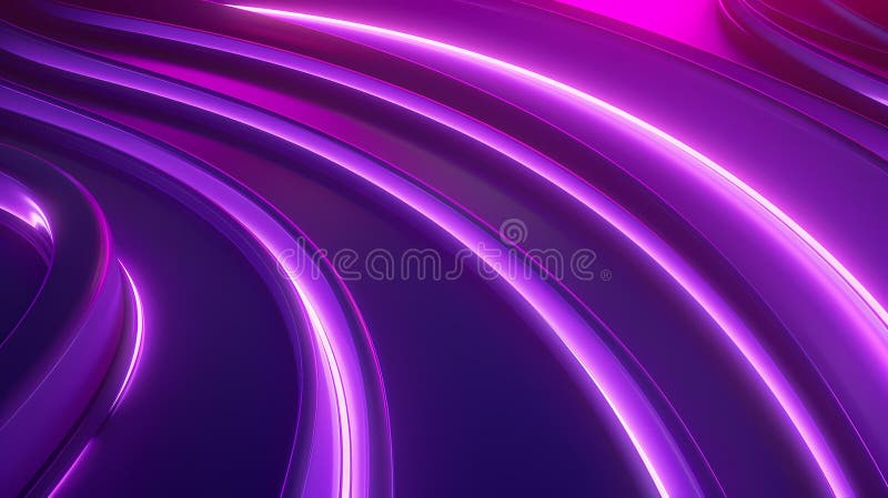 Vibrant Purple Neon Lines Form a Smooth, Glowing Abstract Pattern with ...