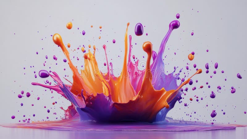 Vibrant Purple Orange Pink Paint Splash Explosion Stock Illustration ...