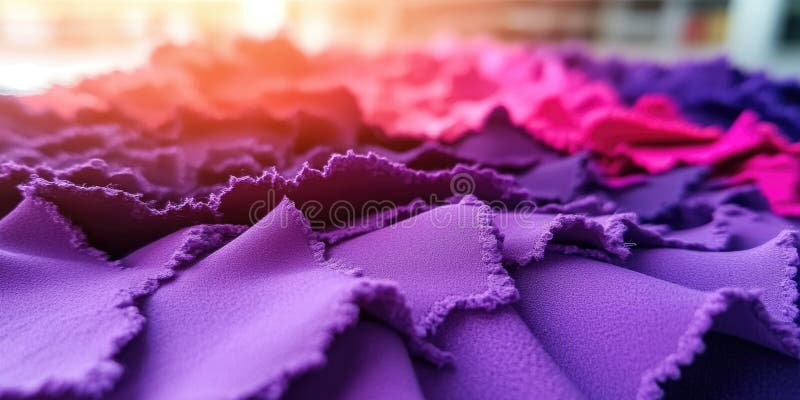 Vibrant Purple and Pink Fabric Texture with Ruffled Layers Under Warm ...