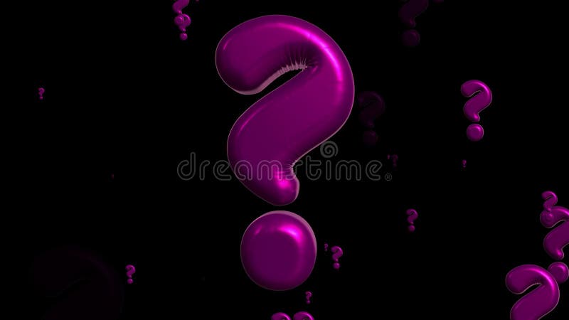 Violet Question Marks Float on Black. a Colorful and Entertaining Sight ...
