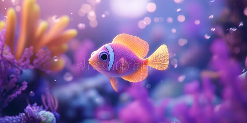 Vibrant Purple Reef Fish Stunning Underwater Scene Stock Illustration ...