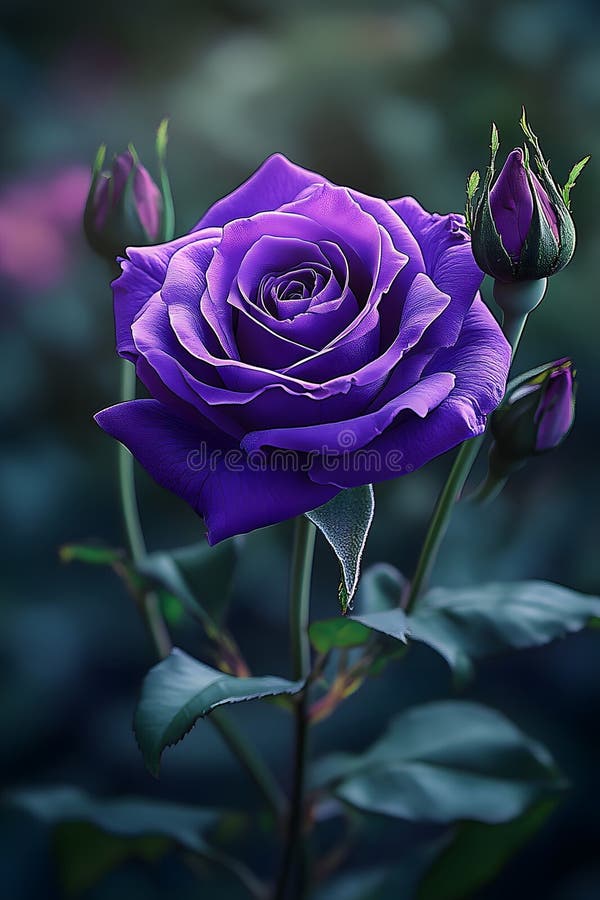 Vibrant Purple Rose in Bloom Stock Photo - Image of serene, petals ...