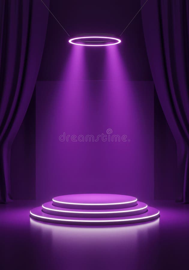 A Vibrant Purple Scene with a Circular Podium Ready for a Presentation ...